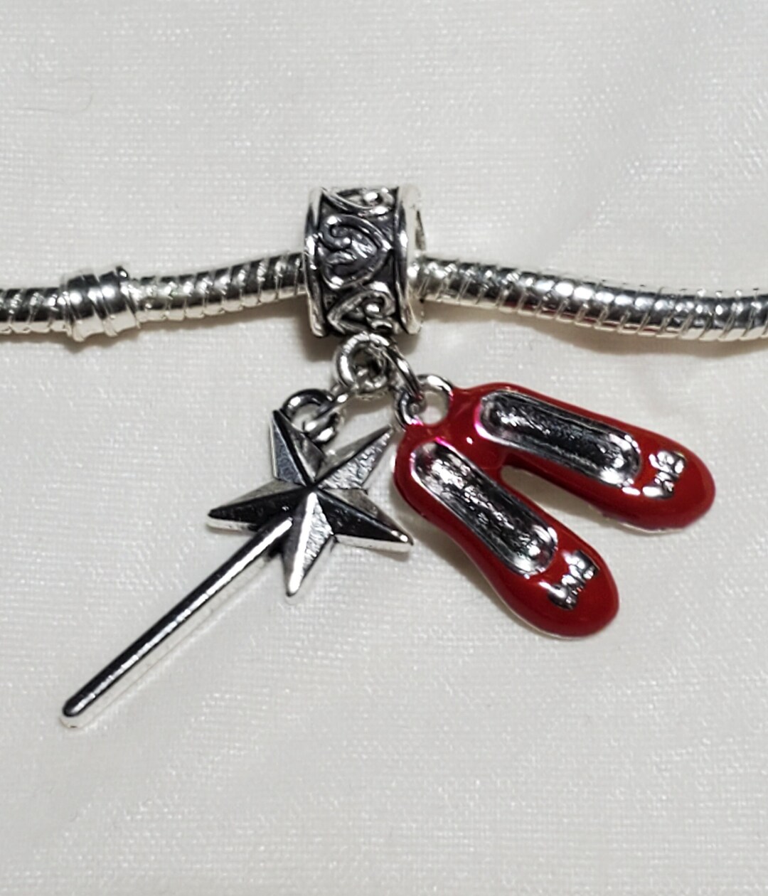 Ruby Red Slippers Charm, Wizard of Oz, Glenda's Magic Wand, Red Shoes ...