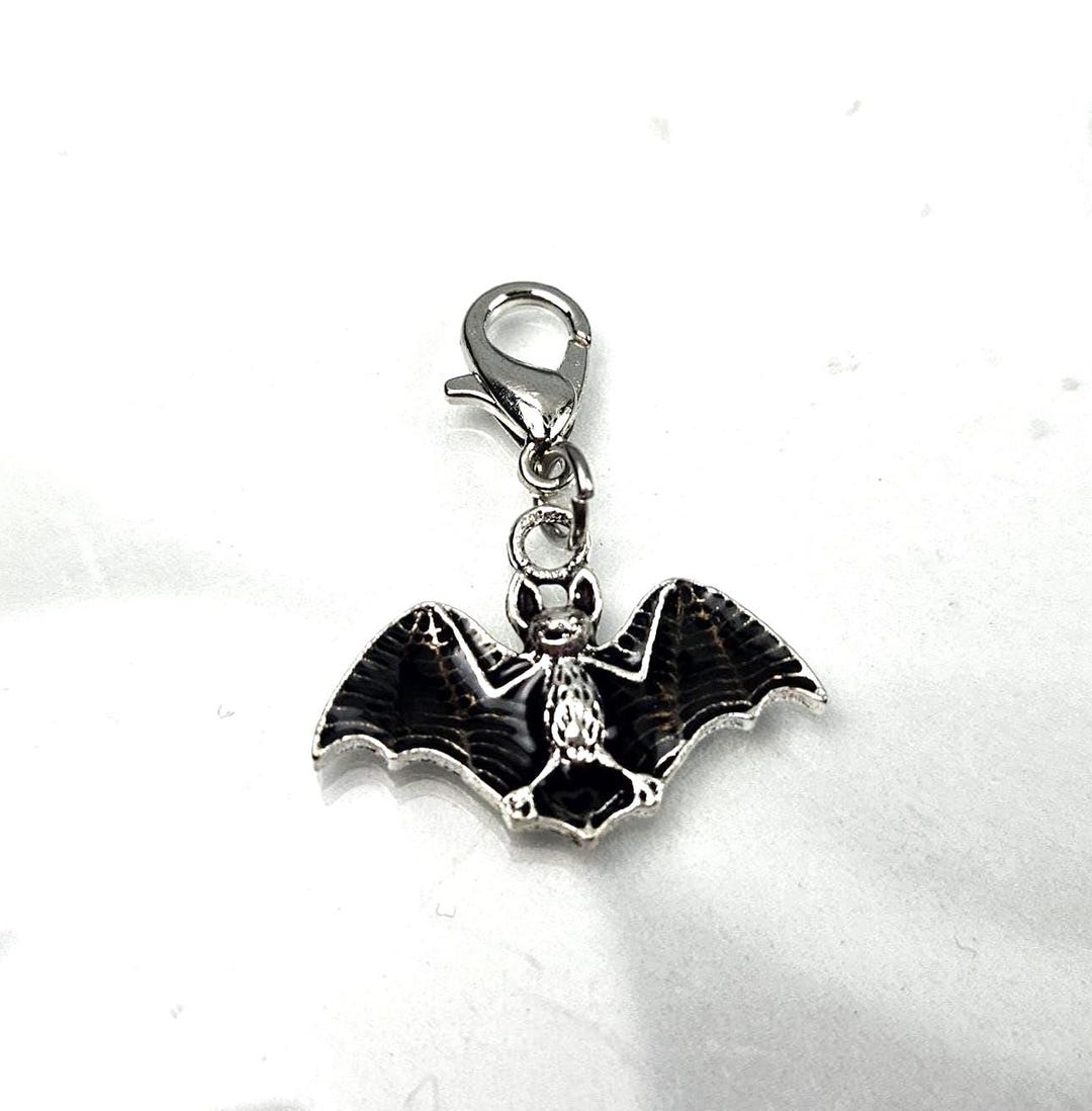 Black Enamel Vampire Bat Charm, Flying Bat Charm, Bat Dangle Charm ...