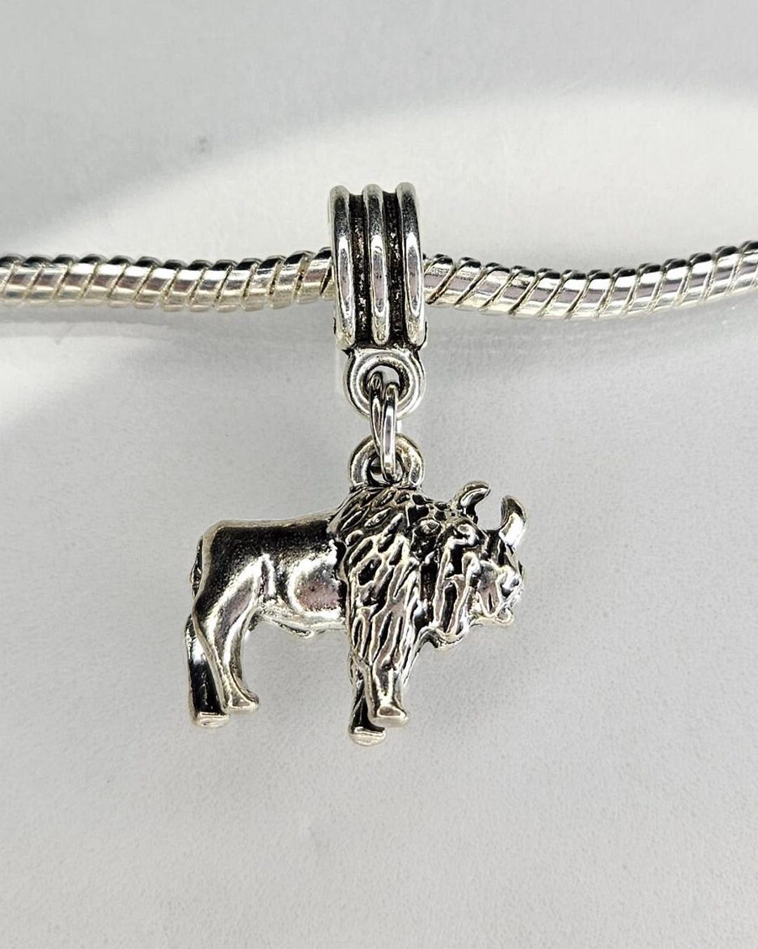 3D Buffalo Charm, Bison Charm, Silver Tone Charm, Dangle Charm, Fits ...