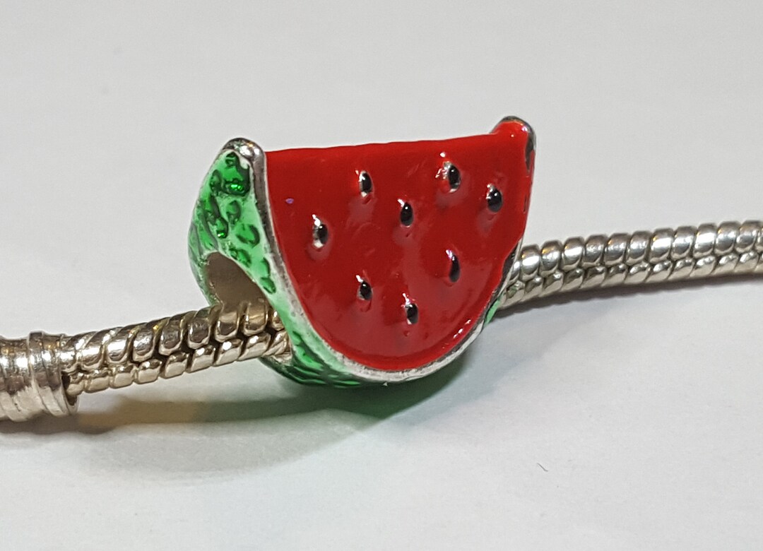 Watermelon Charm, Watermelon Slice Charm, Red Green Enamel, Summer Time ...