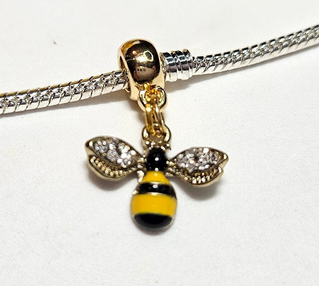 Cute Bumble Bee Charm, Honey Bee Charm, Dangle Charm, Queen Bee Charm, Rhinestone Wings, - Fits ...