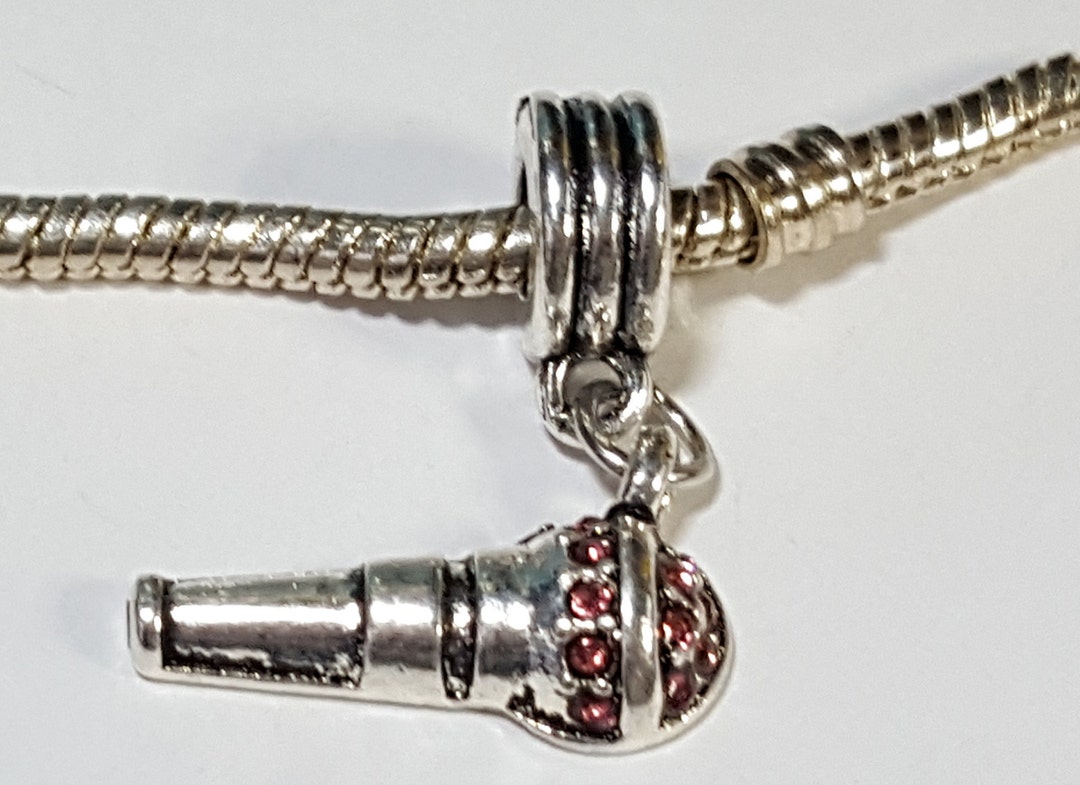 Mic Charm, Pink Crystals, Microphone Charm, Singer Charm, Announcers ...