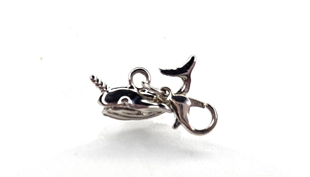 Narwhal Charm, Whale Charm, 3D Charm, Petite Charm, Dangle Charm ...
