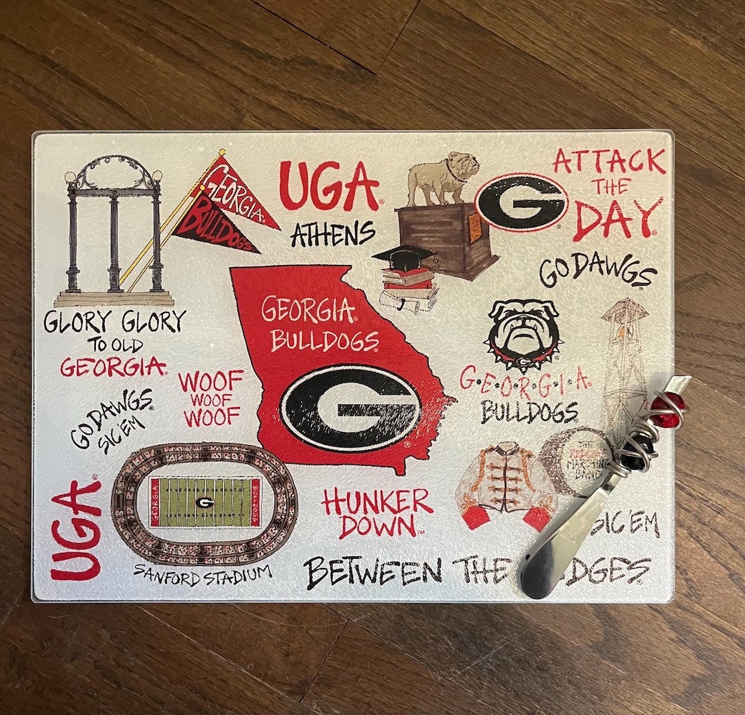 Licensed UGA Cutting Board With Matching Wire-wrapped Spreader With ...