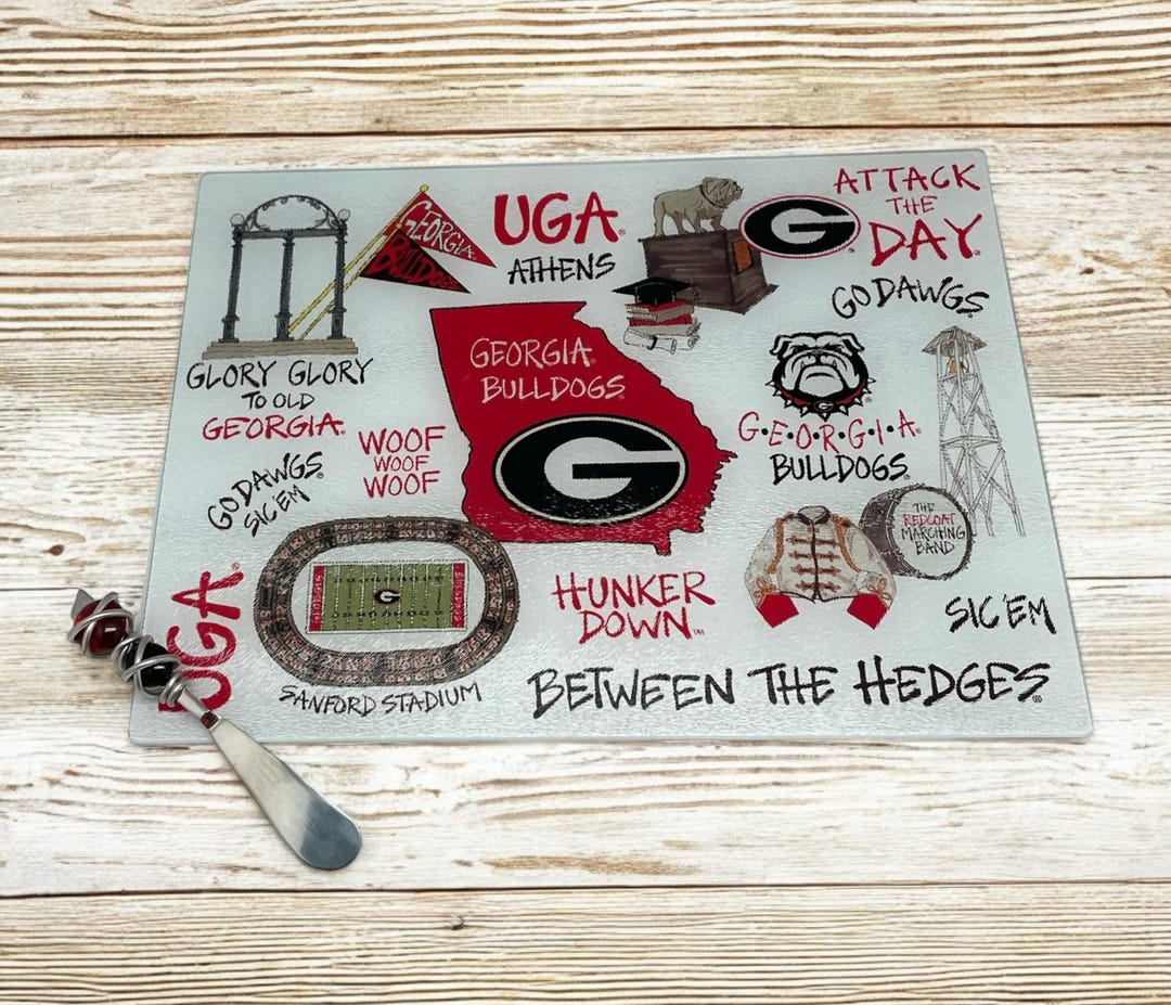 UGA Georgia Bulldogs,college Cutting Board With Matching Wire-wrapped ...
