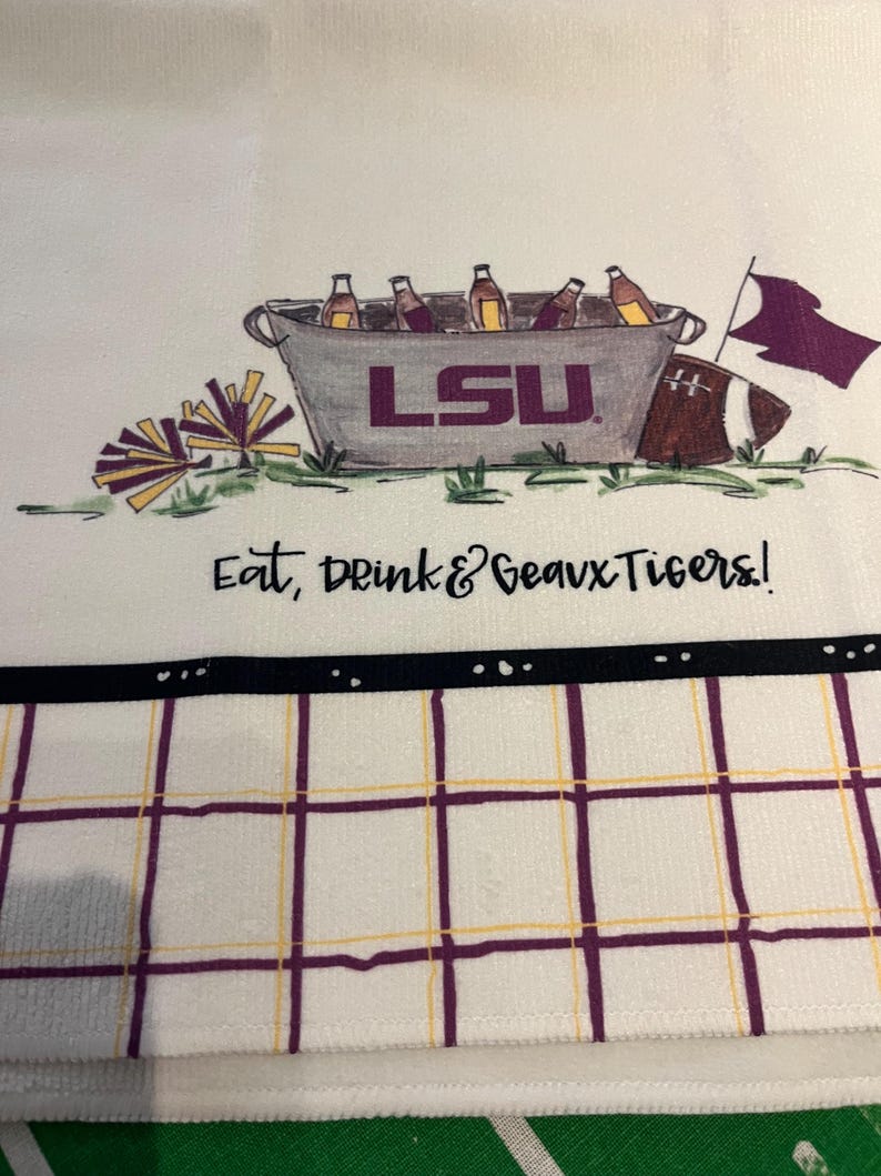 LSU Tigers Bar Towel – NCAA Collegiate Tailgate Kitchen Decor - Etsy