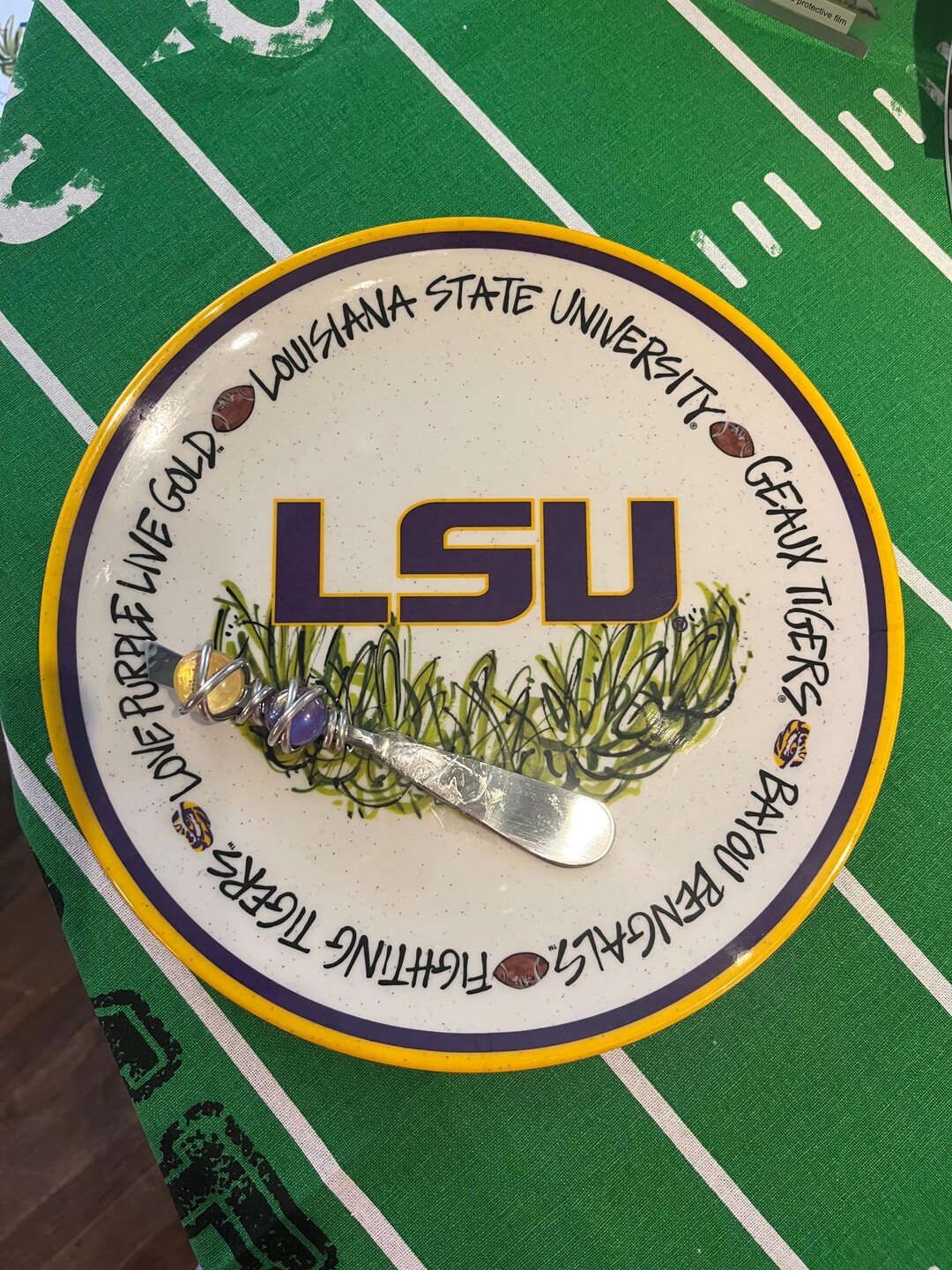 LSU Tigers Melamine Plate, Wire-wrapped Spreader, Tailgate Decor - Etsy
