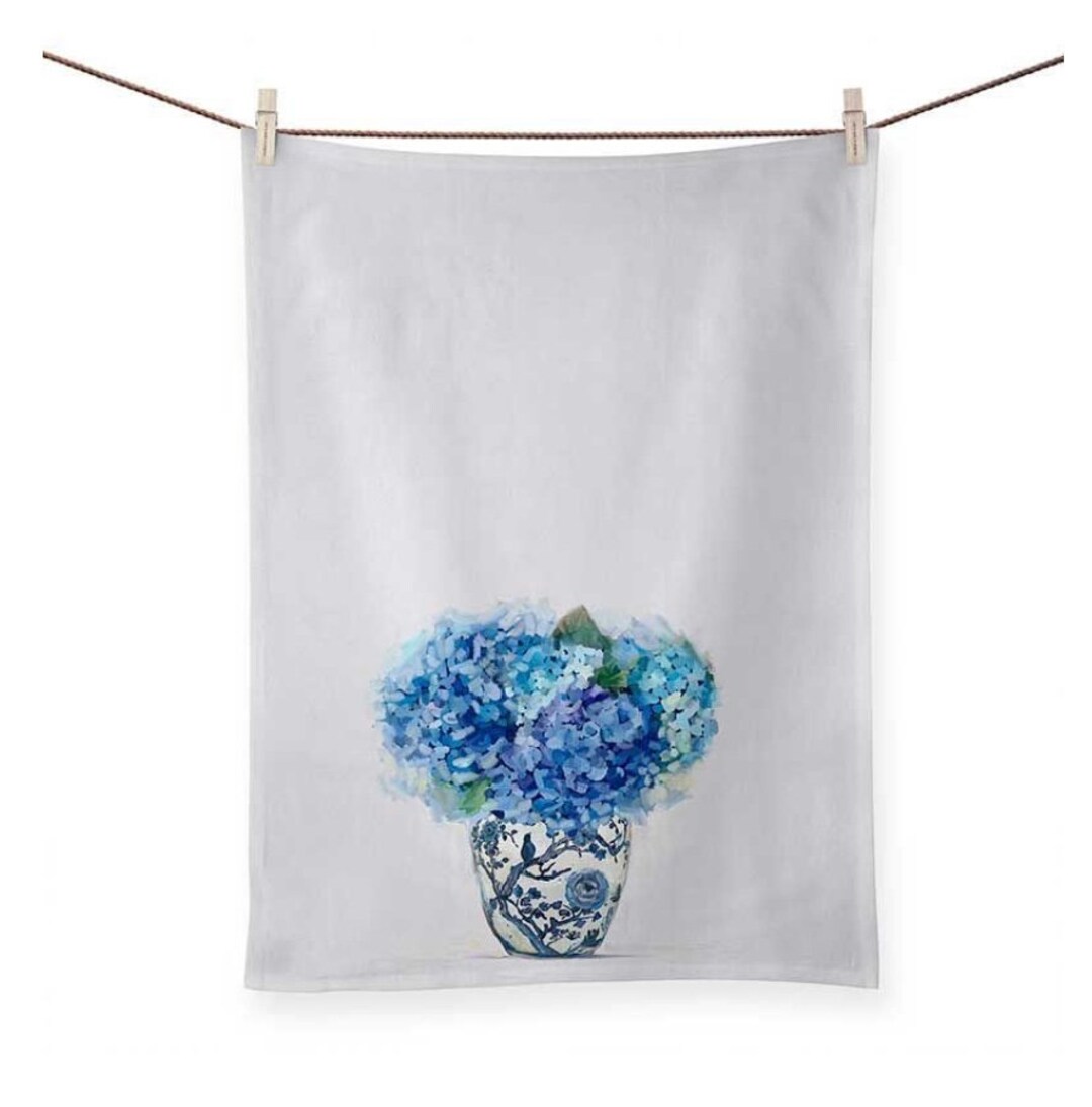 Blue Hydrangea Tea Towel Hostess Gift Great Christmas Tea - Etsy