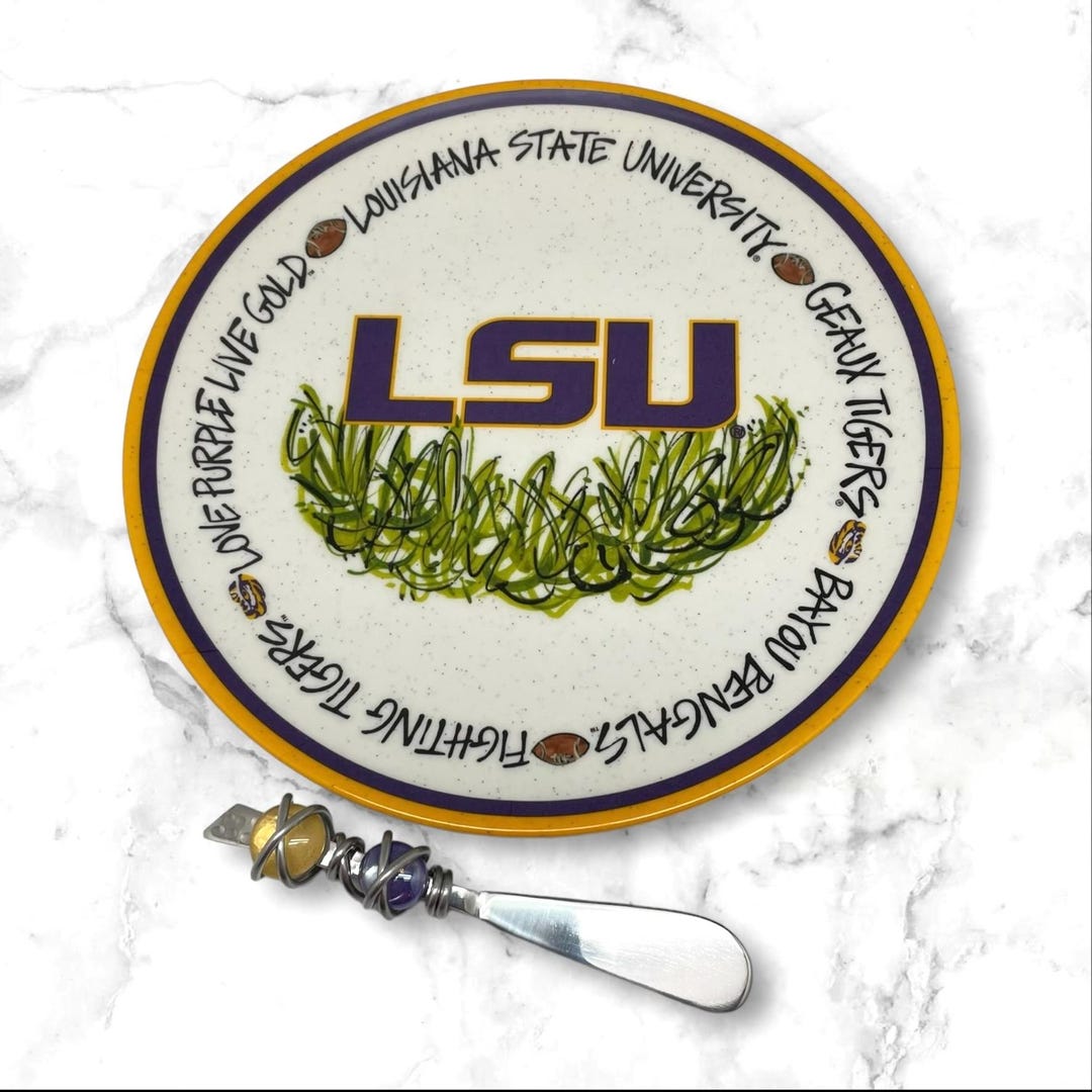 10 Inch LSU Melamine Plate With Matching Wire-wrapped Spreader With ...