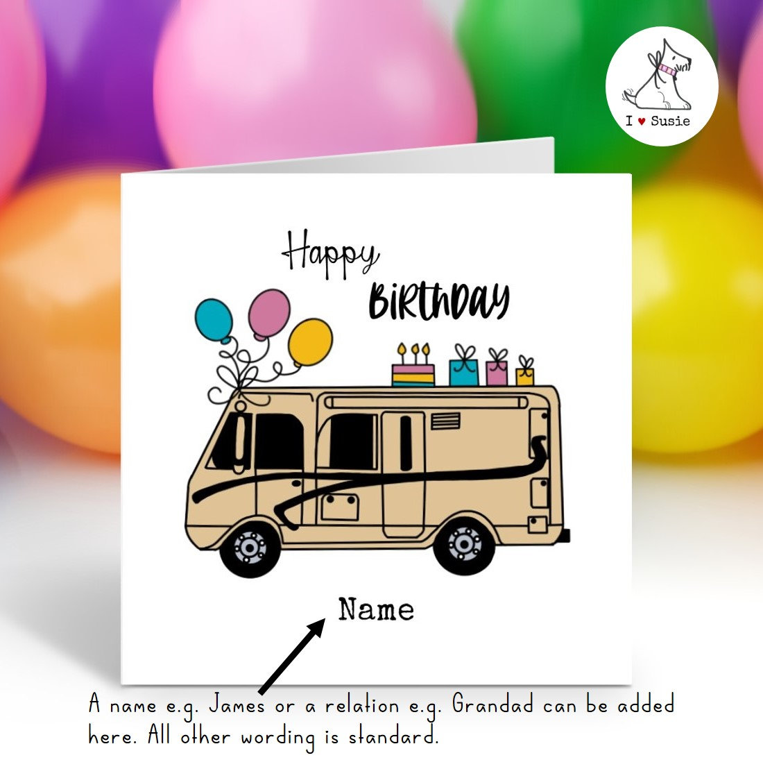 Motorhome Birthday Personalised Card Happy Birthday Etsy