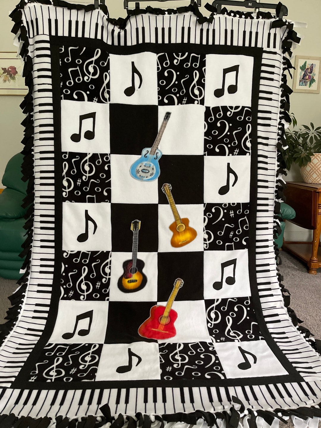 MUSIC NOTE and GUITAR Fleece Blanket - Etsy