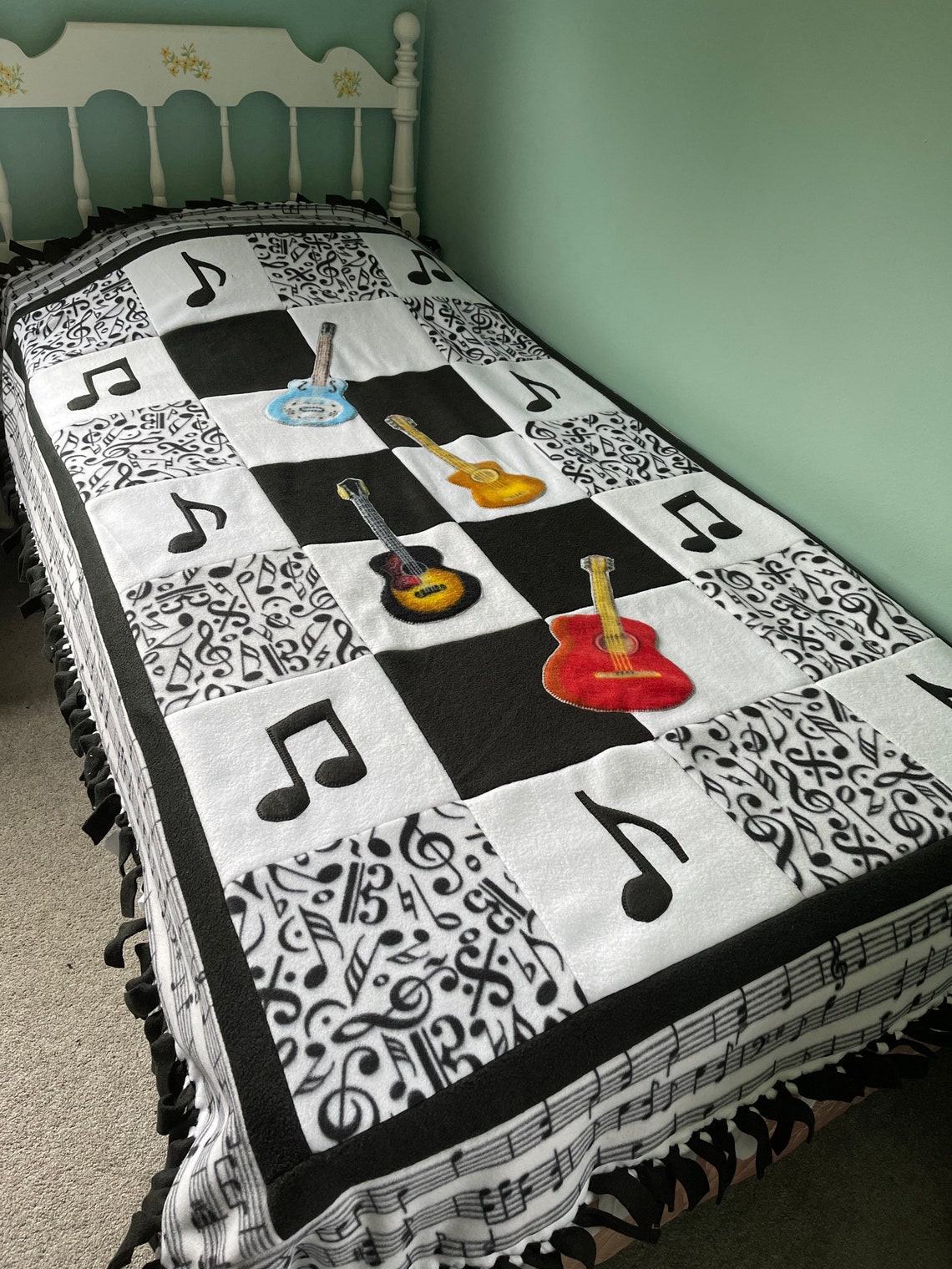 MUSIC NOTE and GUITAR Fleece Blanket - Etsy
