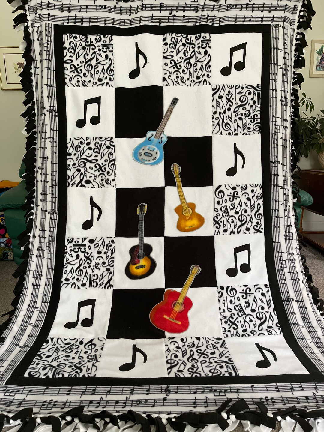 MUSIC NOTE and GUITAR Fleece Blanket - Etsy