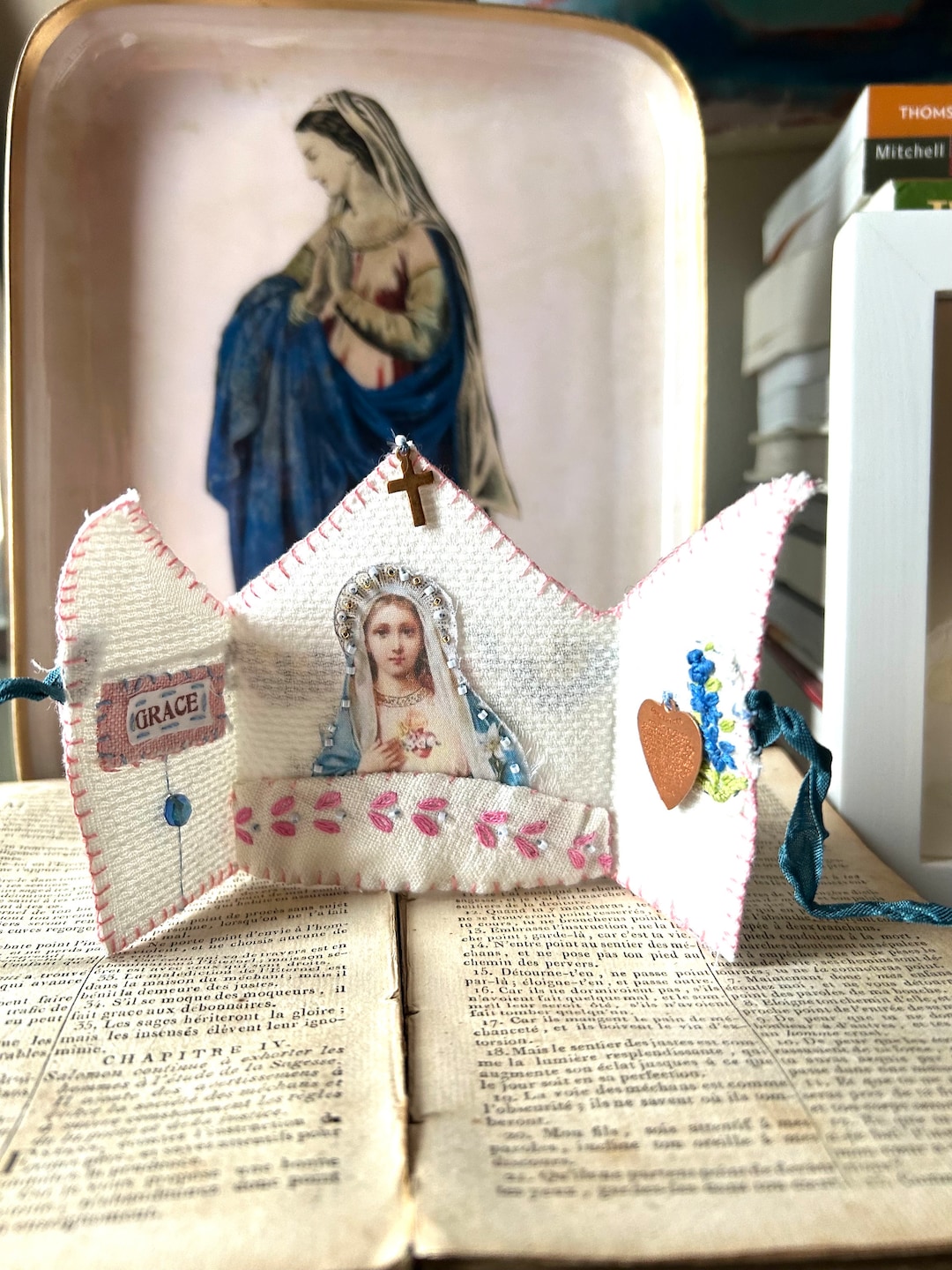 Virgin Mary Pocket Shrine - Hand Stitched and Vintage Assembled Pocket ...