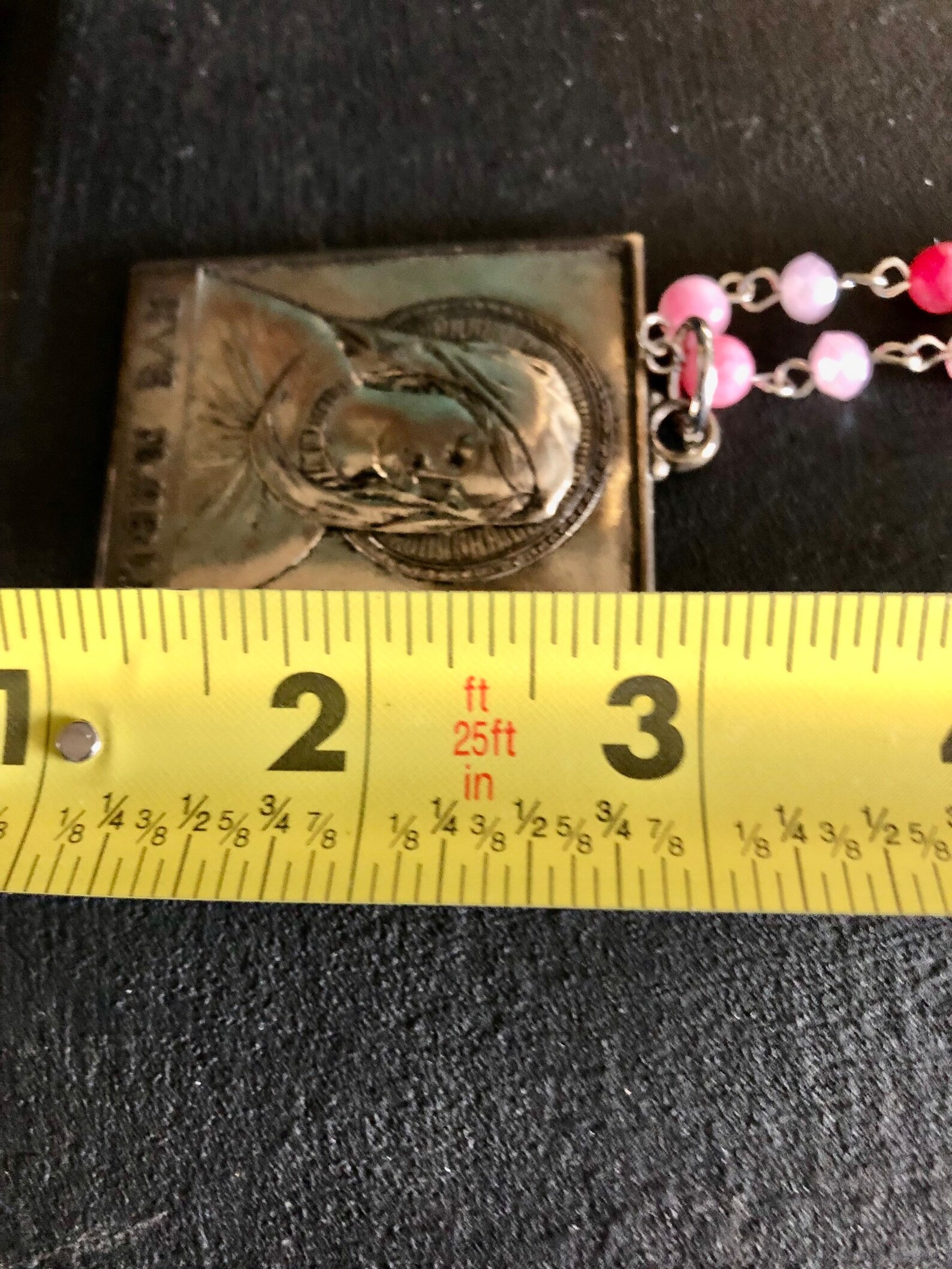 Virgin Mary Pink Beaded Necklace - Diana D Darden - Vintage Pendant ...