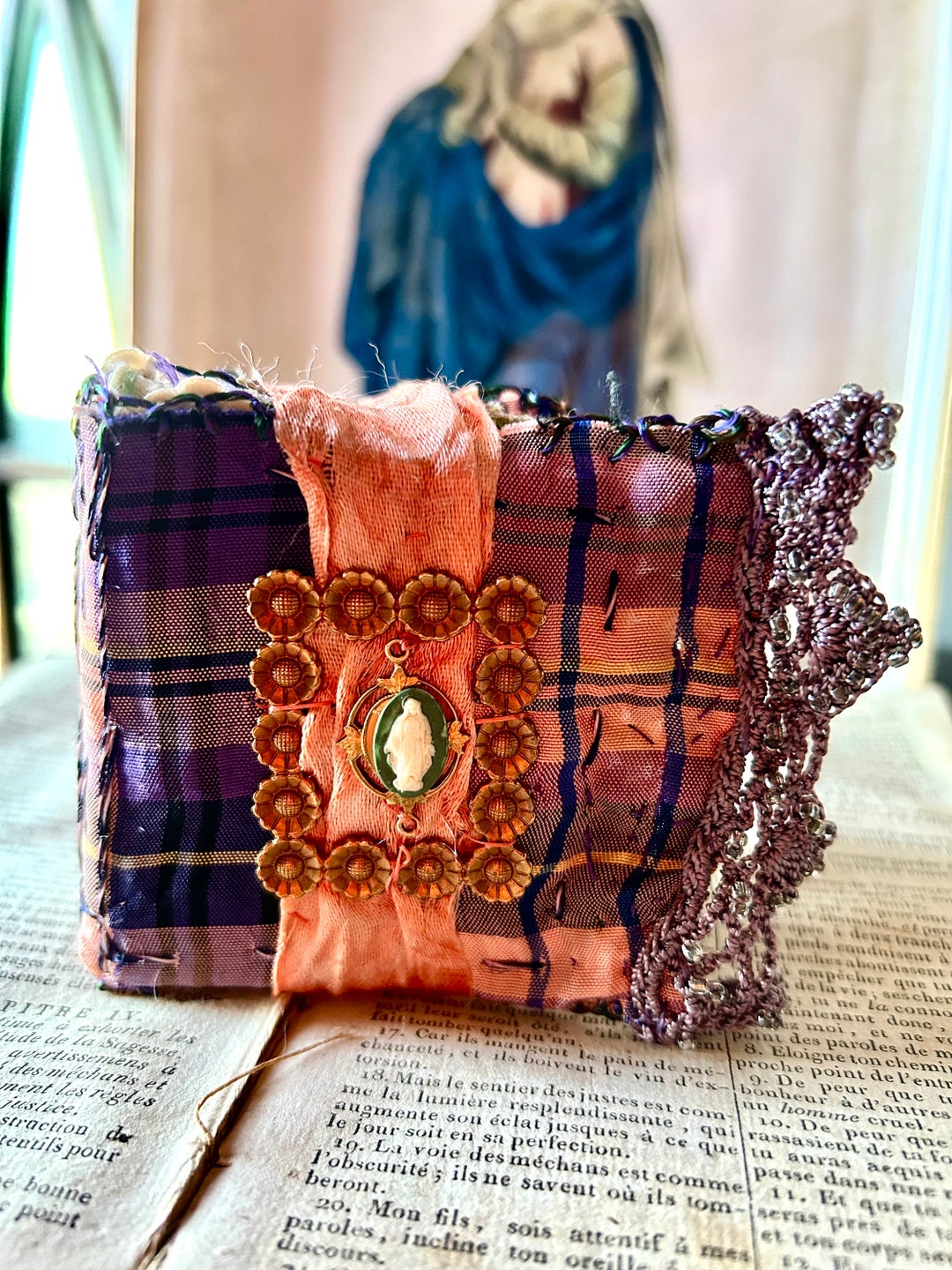 Virgin Mary Hand Stitched Mini Book - Vintage Assembled Book - Diana D ...