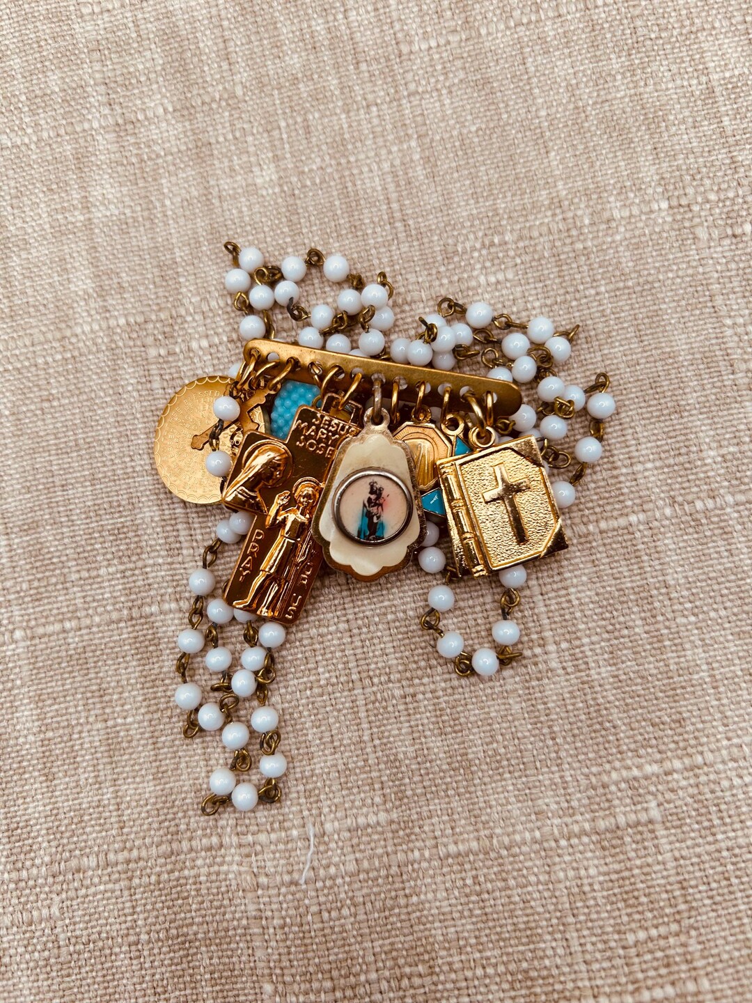 Catholic Charm Necklace - Vintage Assembled Necklace - Diana D Darden ...