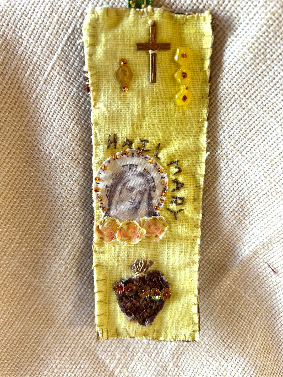 Virgin Mary Pocket Shrine Hand Stitched and Vintage Assembled Shrine ...