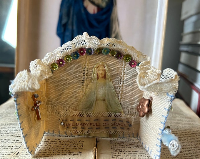 Mini Virgin Mary Hand Stitched and Vintage Assembled Shrine - Diana D ...