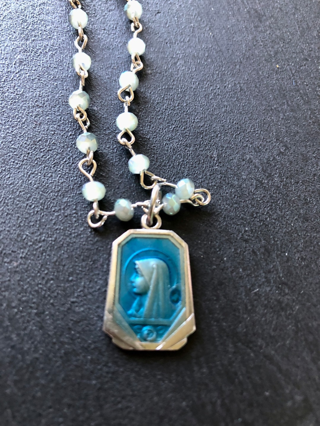Beautiful Rosary Bead Virgin Mary Necklace - Diana D Darden - Antique ...