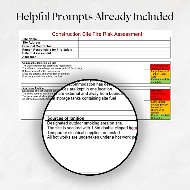 Construction Site Fire Risk Assessment Template Instructions and ...