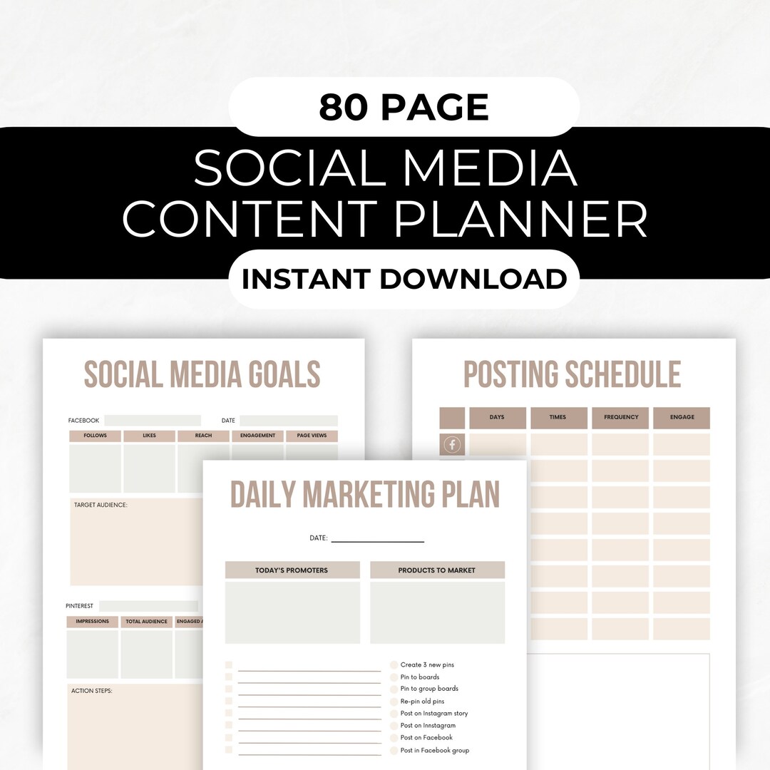 Social Media Content Planner Printable With Blog Planner and Email ...