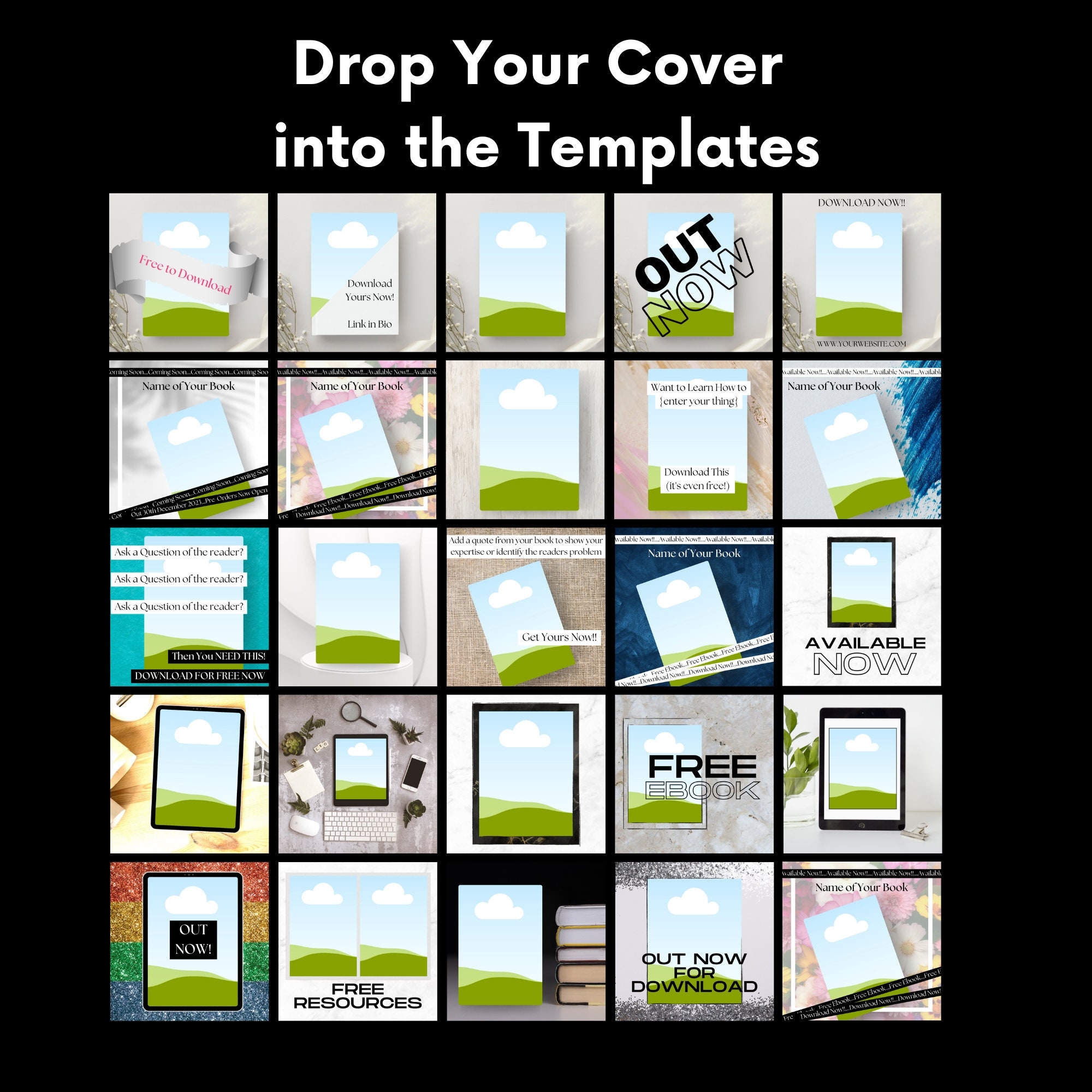 Ebook Template Instagram Posts and Stories Bundle to Promote Your Ebook ...