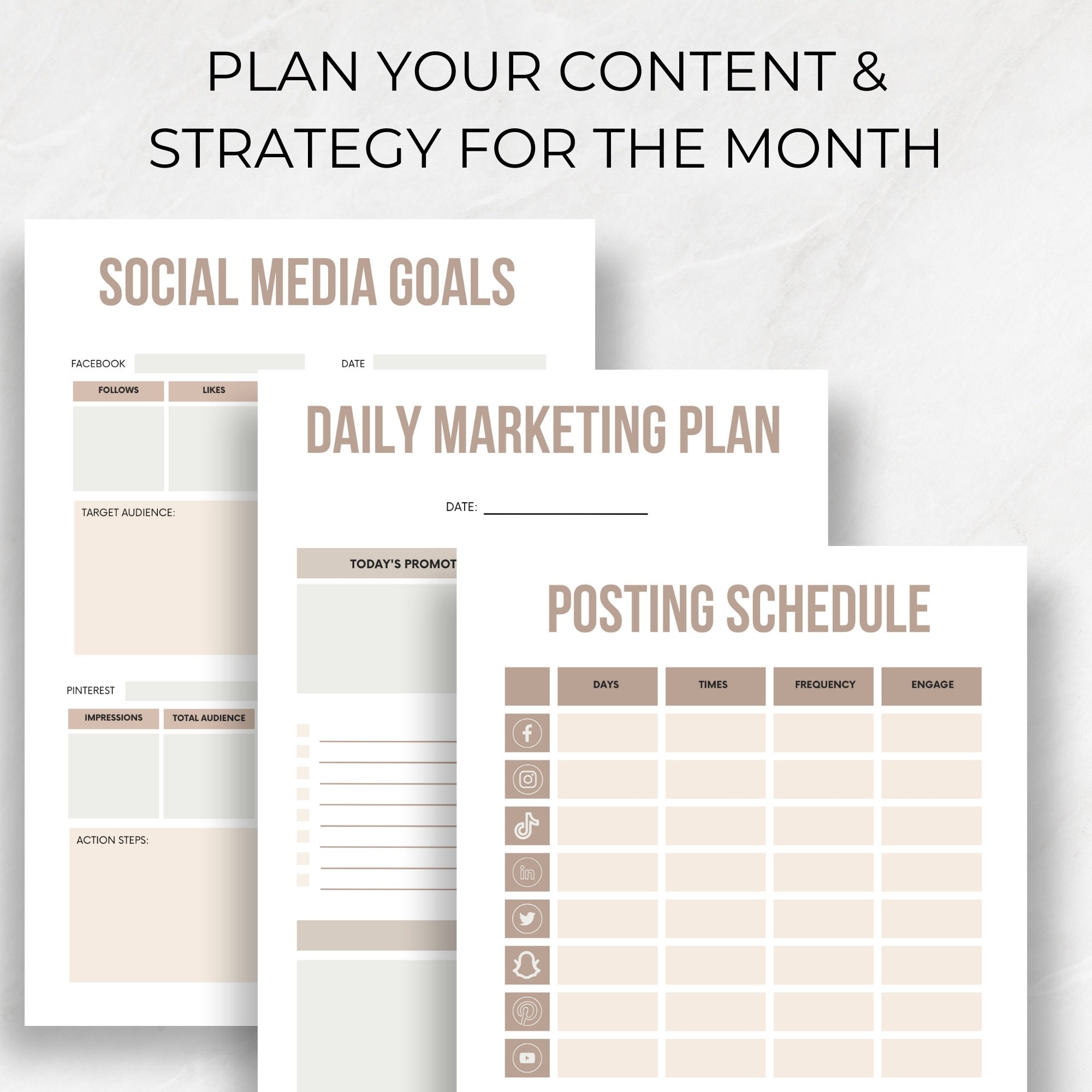 Social Media Content Planner Printable With Blog Planner and Email ...