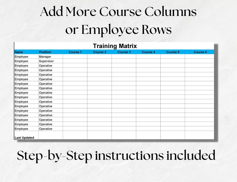 Training Matrix Spreadsheet. Simple Training Tracker for Employee ...