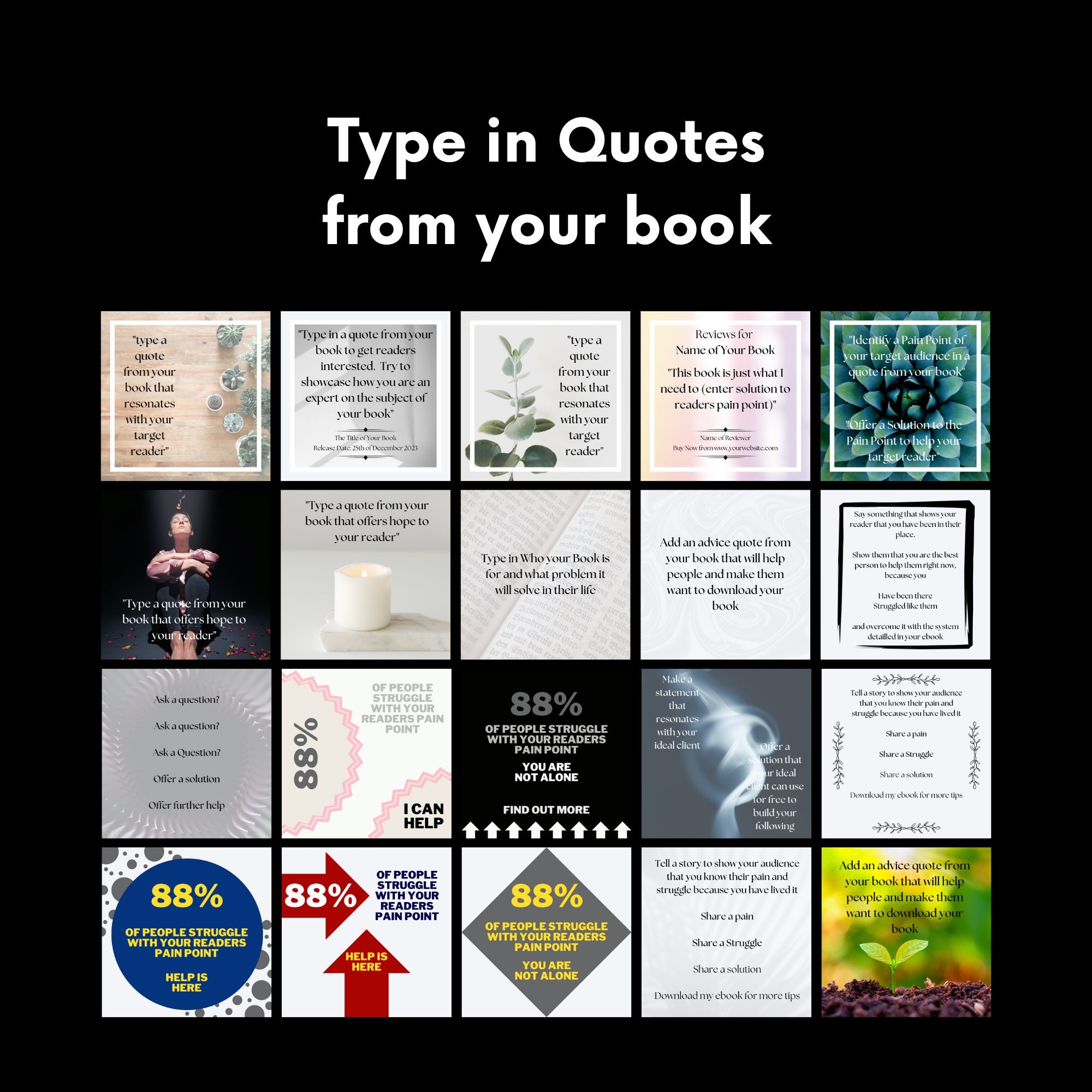 Ebook Template Instagram Posts and Stories Bundle to Promote Your Ebook ...