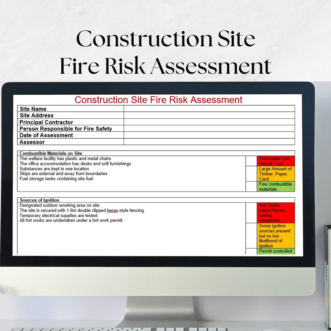 Fire Risk Assessment Template. Construction Site Fire Risk Assessment Instructions and Example ...