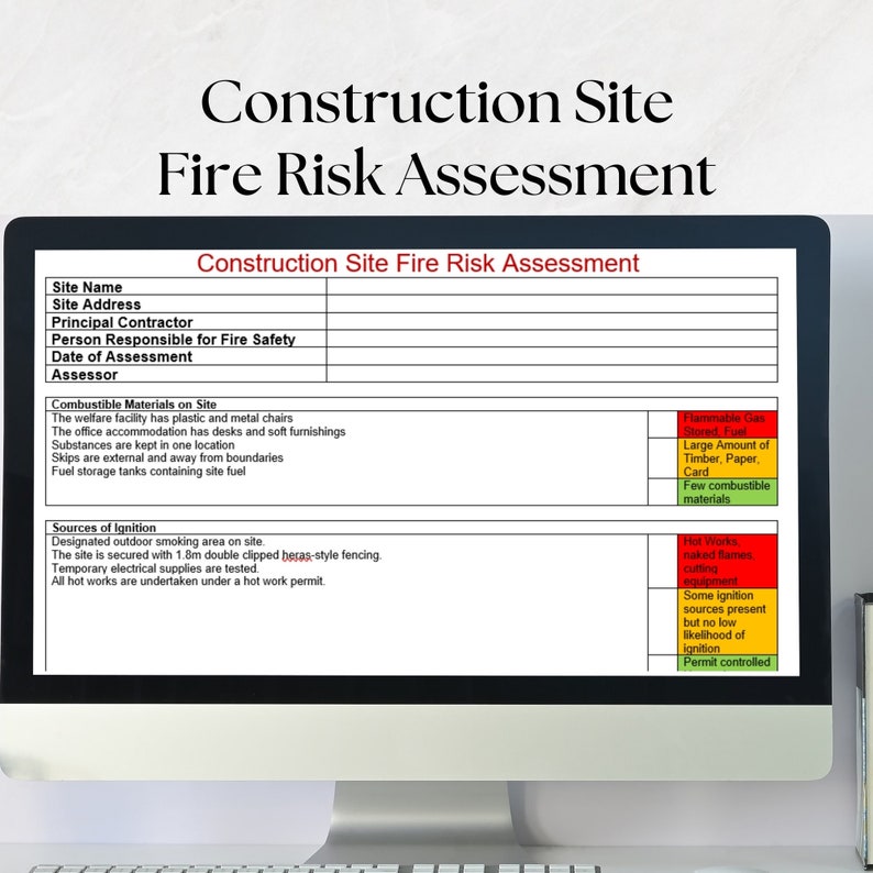 Construction Site Fire Risk Assessment Template Instructions and ...