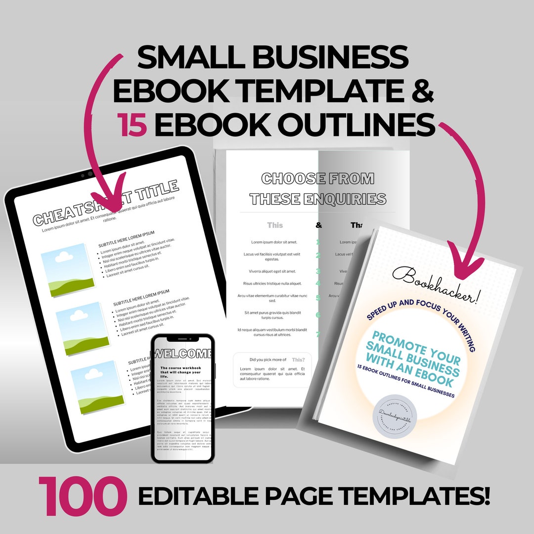 Small Business Ebook Template and 15 Ebook Outlines. Editable KDP ...
