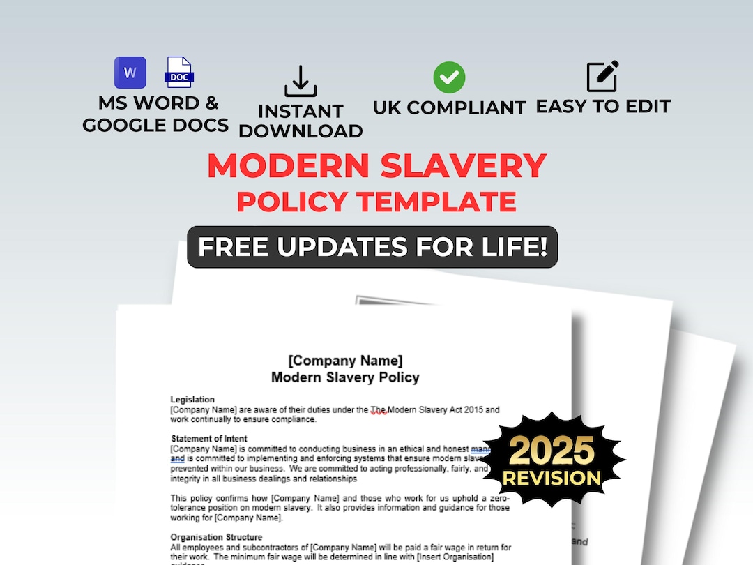 Editable Modern Slavery Policy Template. Instant Download HR Policy. - Etsy