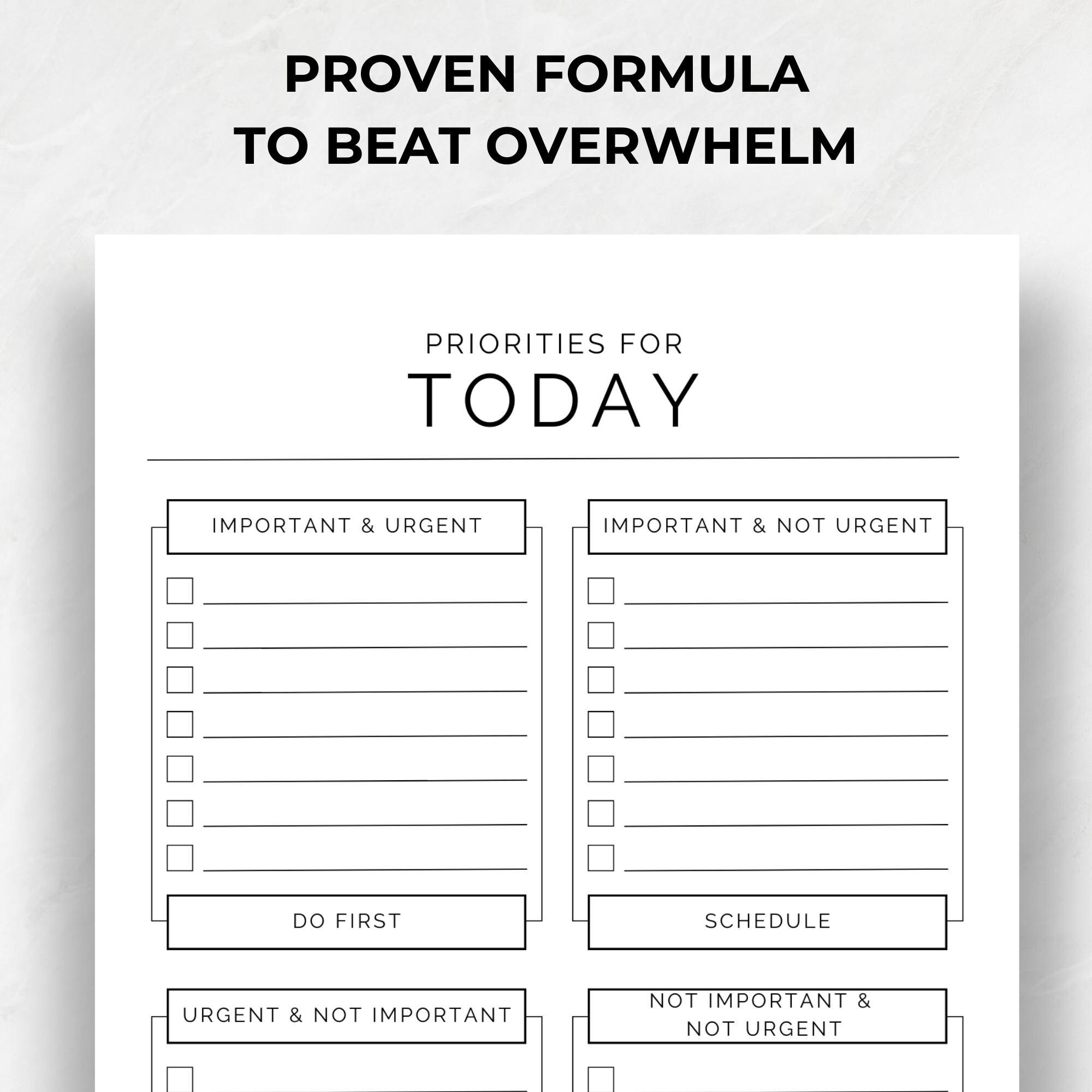 Eisenhower Matrix Printable to Do List With Tick Boxes for Any Digital ...