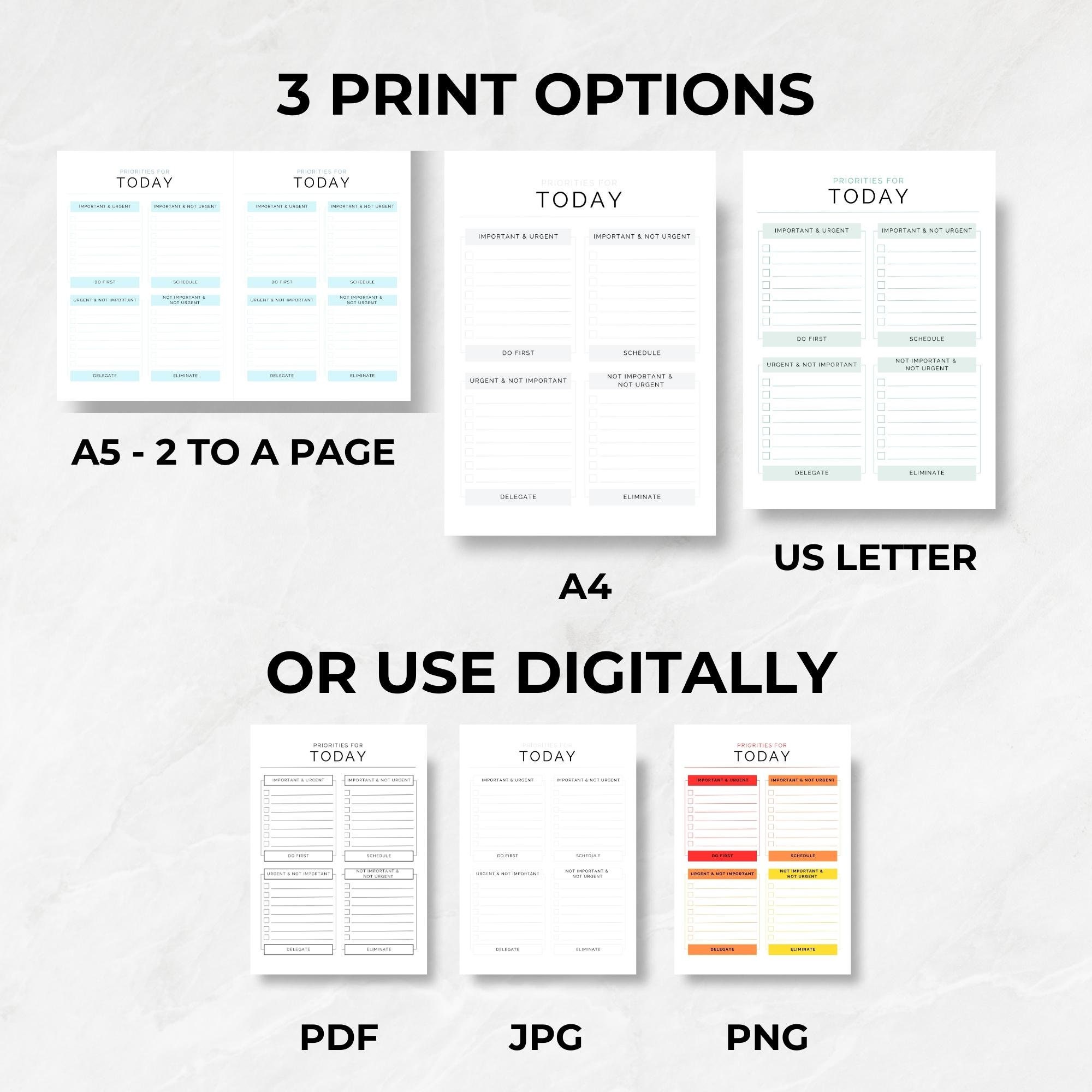 Eisenhower Matrix Printable to Do List With Tick Boxes for Any Digital ...