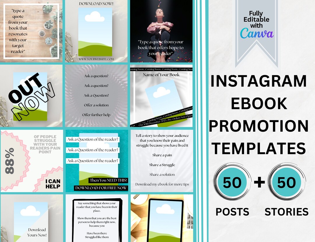 Ebook Template Instagram Posts and Stories Bundle to Promote - Etsy