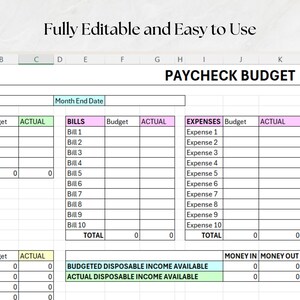Paycheck Budget Spreadsheet Excel Budget Template, Monthly Googlesheets ...