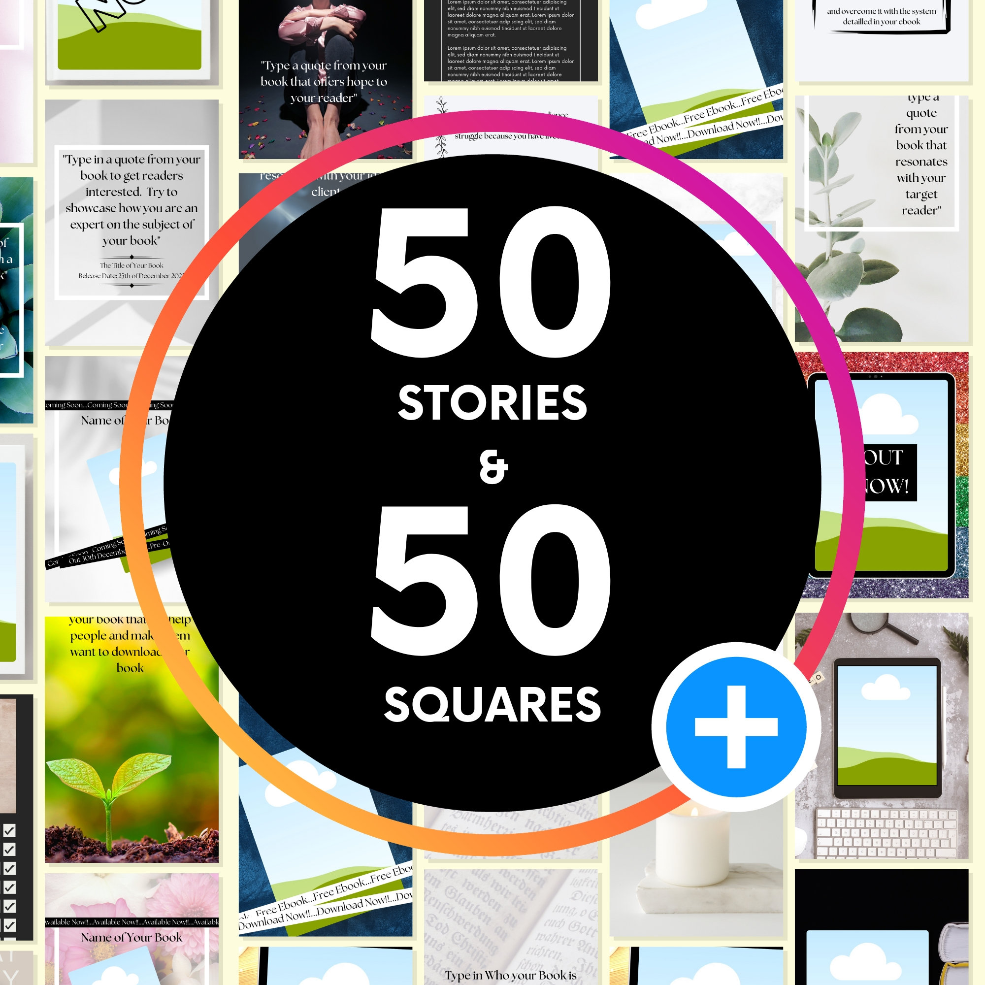 Ebook Template Instagram Posts and Stories Bundle to Promote Your Ebook ...