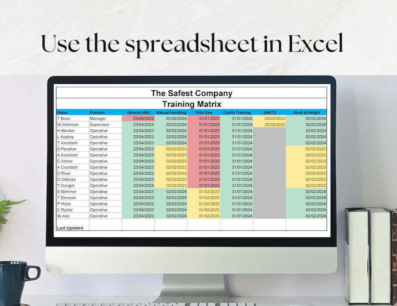 Training Matrix Excel Spreadsheet. Employee Training Tracker - Etsy