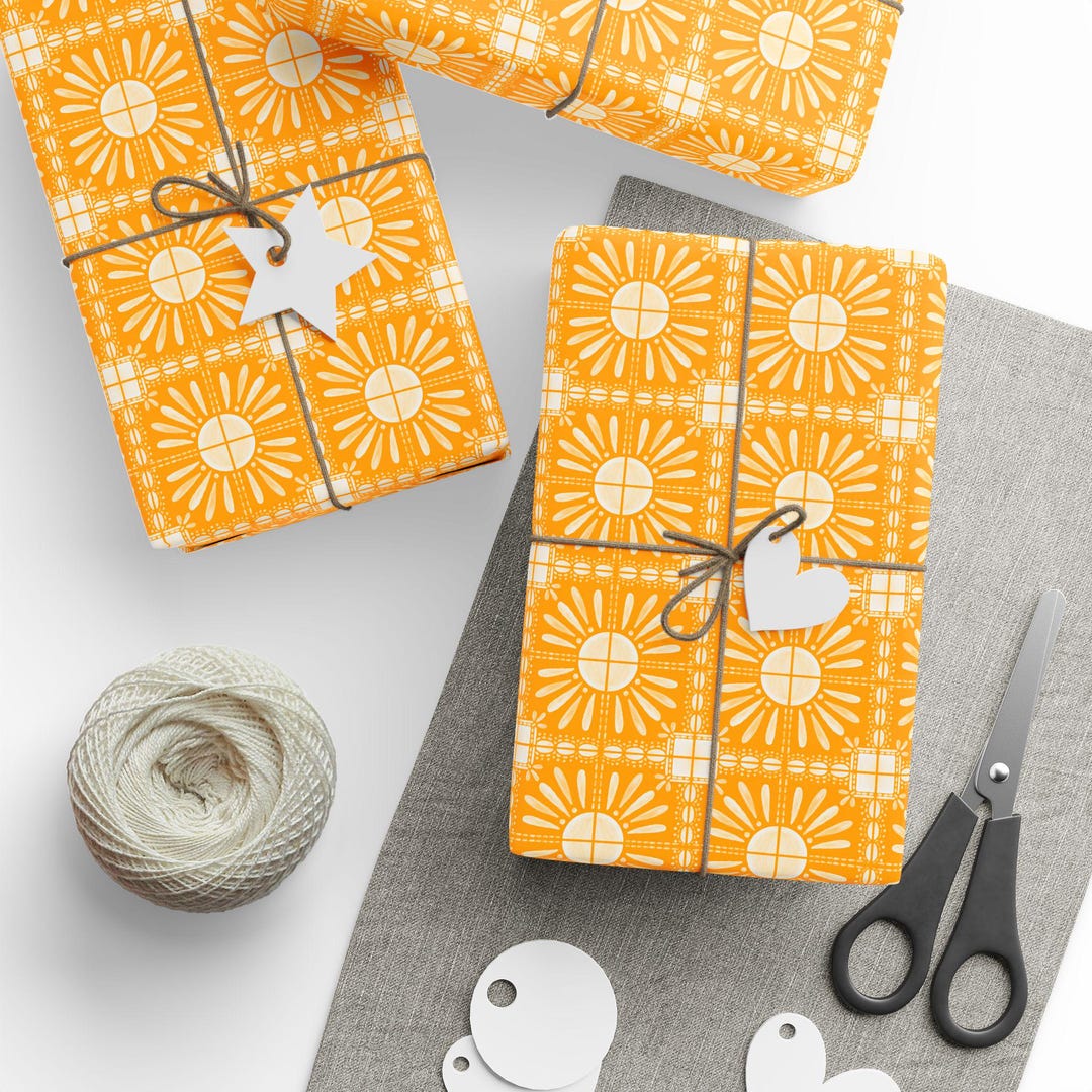Wrapping Papers, Yellow Sunny Tile Design - Gift Wrap, Gift Wrapping ...