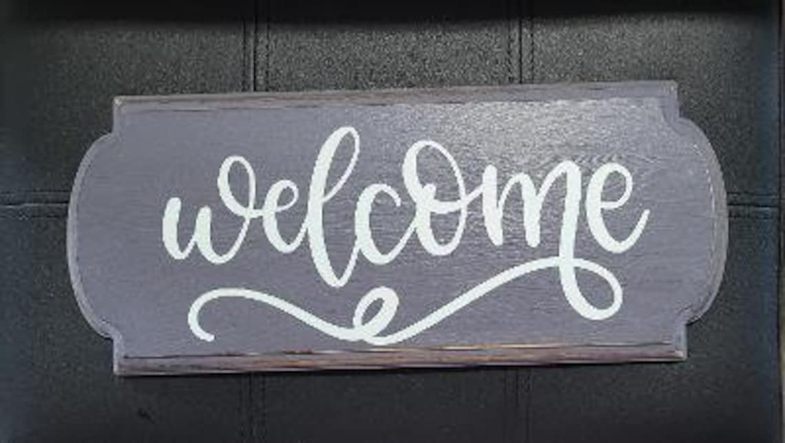 Welcome Gray Washed Decor Sign - Etsy
