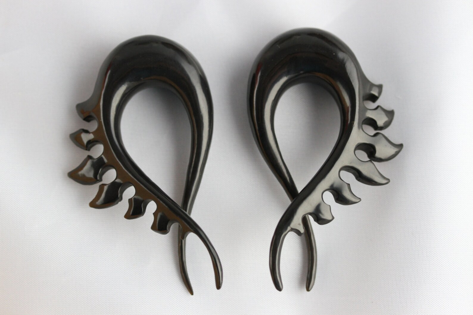 Horn Hanging and Twisting Tribal Earrings pair 13mm | Etsy