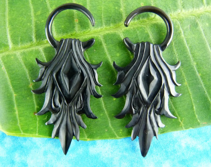 Stretched Ears Horn 12g Hanger Earrings 2 Mm Gauged Ears - Etsy