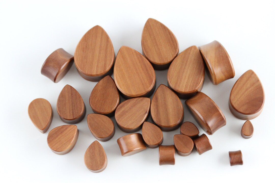 Teardrop Wood Plugs Carved Wood Plugs for Stretched Ears Carved Tear ...