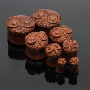 Owl Hand Carved Wood Plugs (pair) - PA11 - Etsy