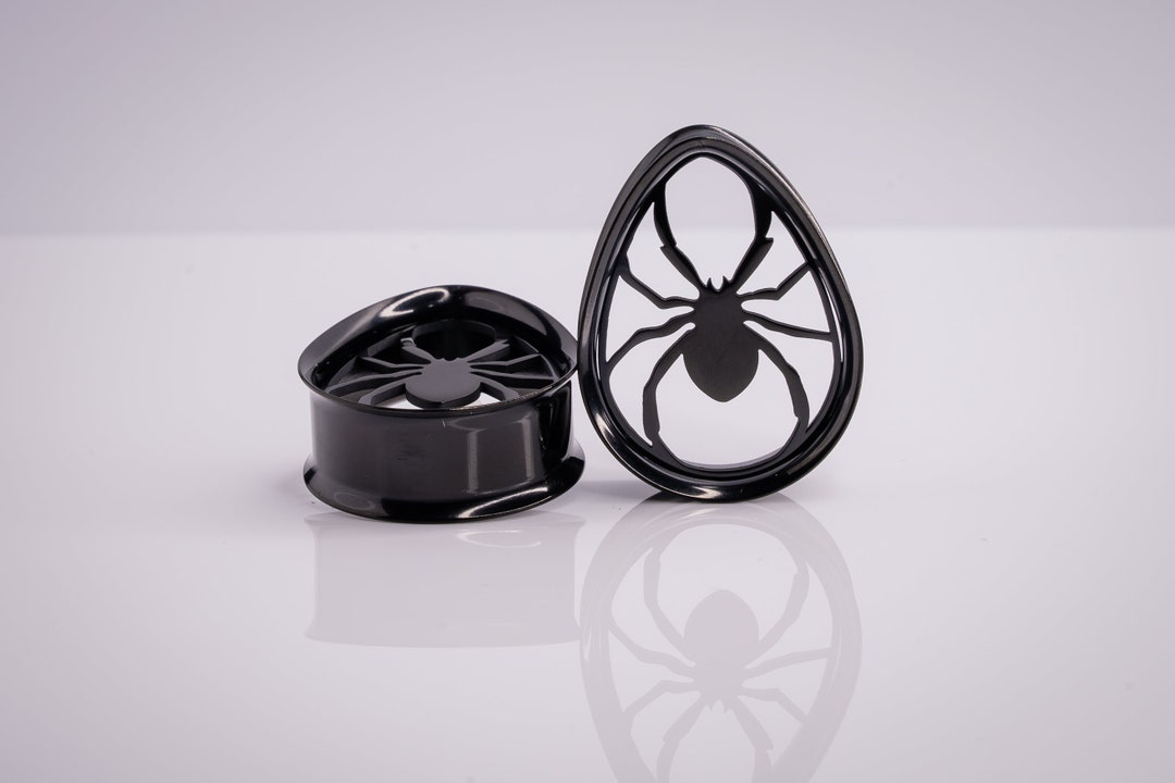 Black Spider Teardrop Tunnels (pair) - PSS107 - Etsy