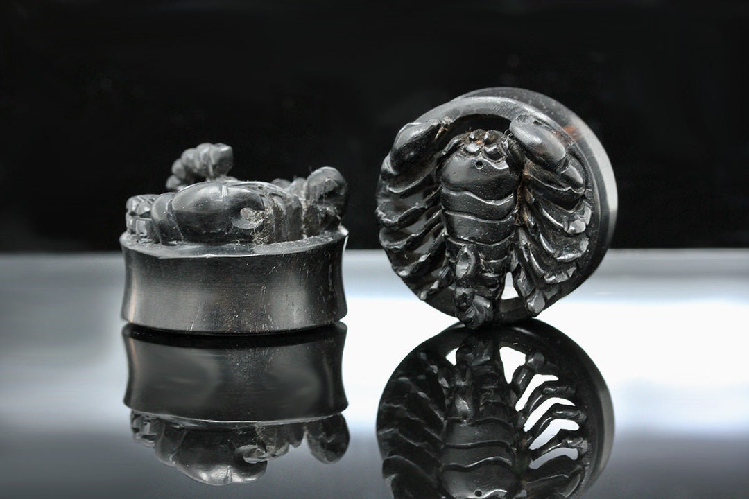 Scorpion Wooden Plugs - Hand-carved Plugs (pair) - PA155 - Etsy