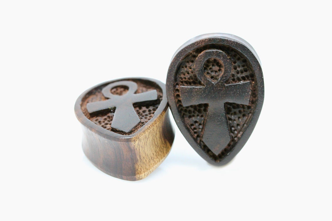 Wood Ankh Teardrop Plugs for Stretched Ears (pair) - PA72 - Etsy