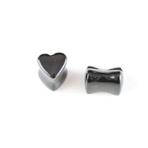 Black Heart Shaped Plugs Onyx Heart Plugs pair PH28 - Etsy